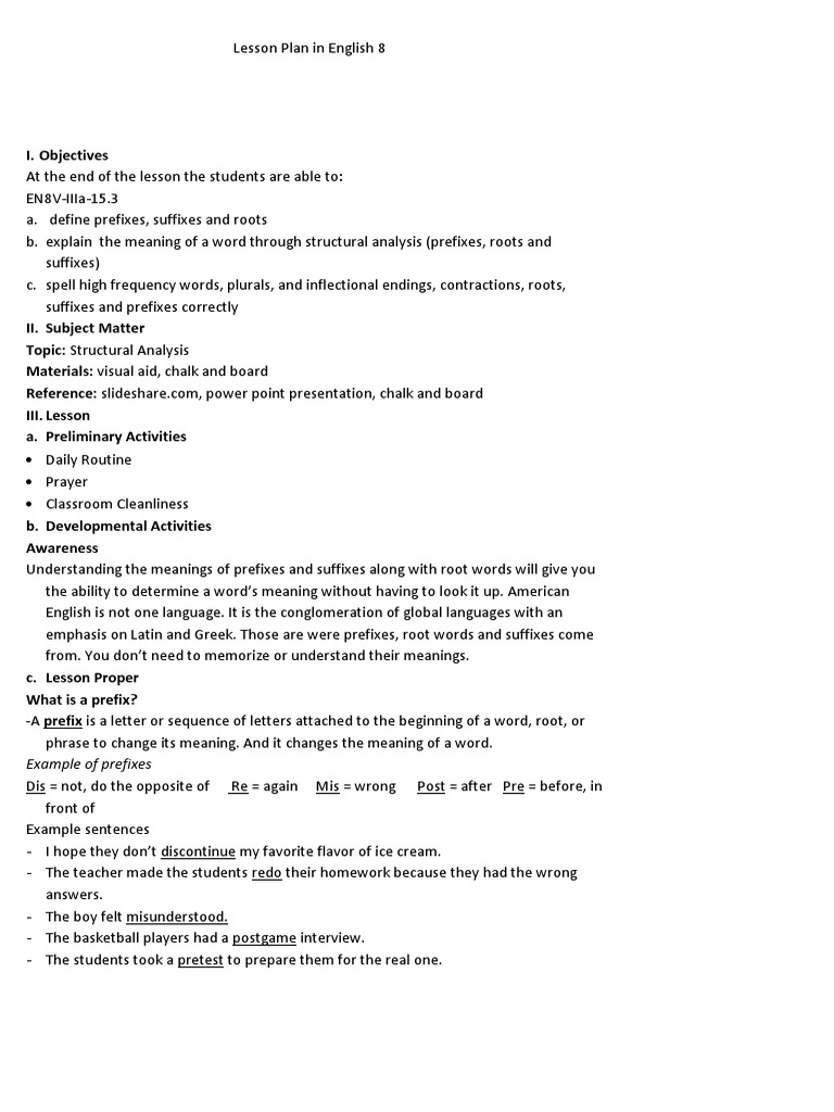 LP English 8 Prefixes | PDF | English Language | Phrase