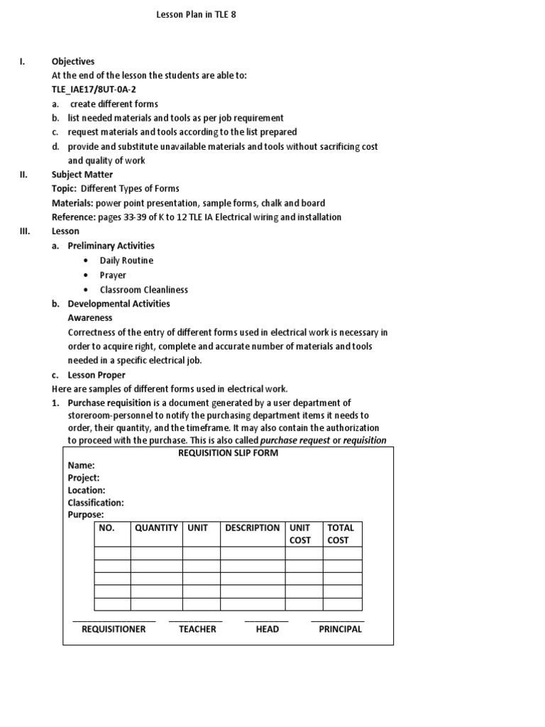 TLE Lesson Plan December 6 | PDF | Inventory | Lesson Plan