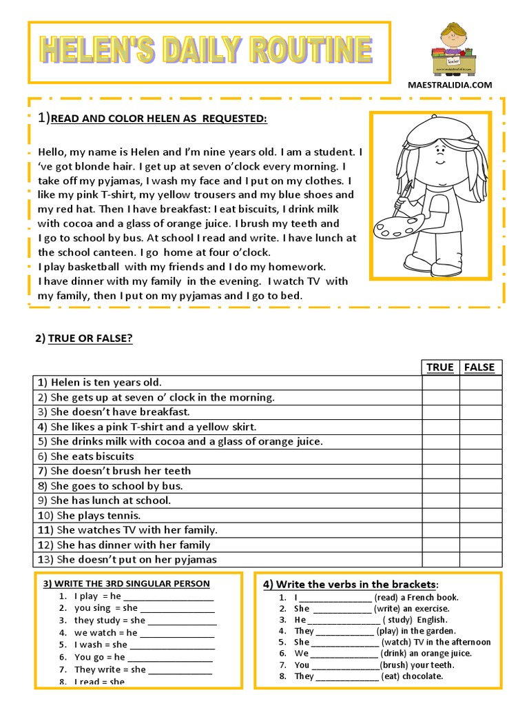 Simple Present Daily Routine | PDF