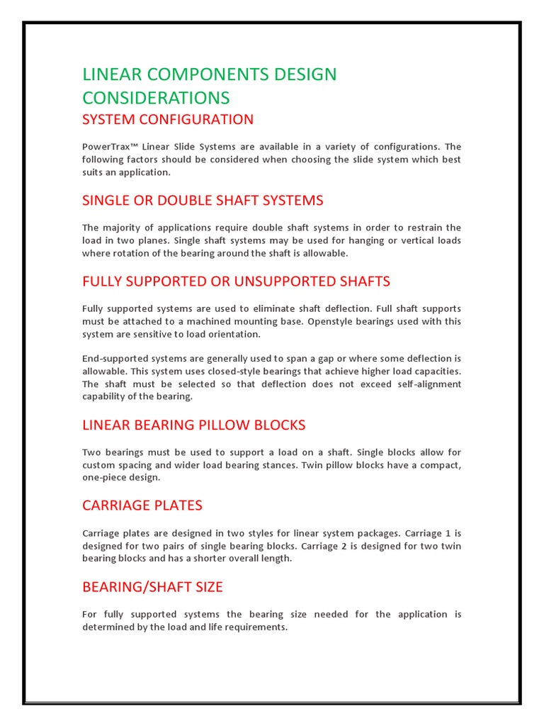 Linear Components Design Considerations | PDF | Bearing (Mechanical ...