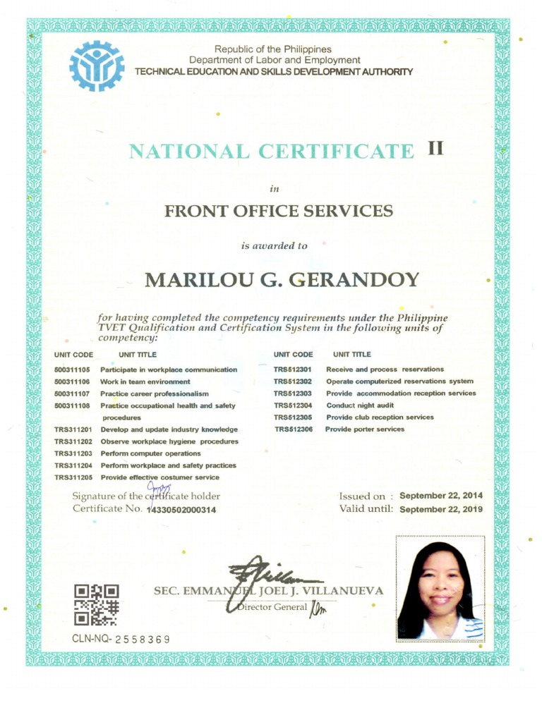 National Certificate - II | PDF
