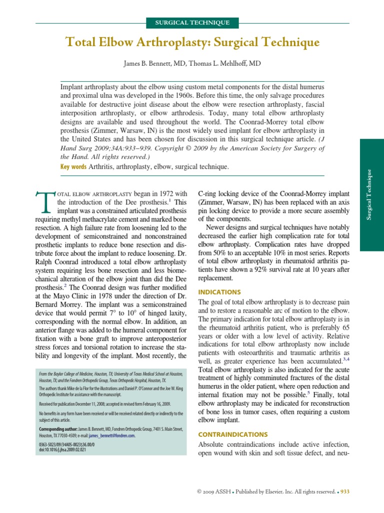 Total Elbow Technique | PDF | Elbow | Anatomical Terms Of Location