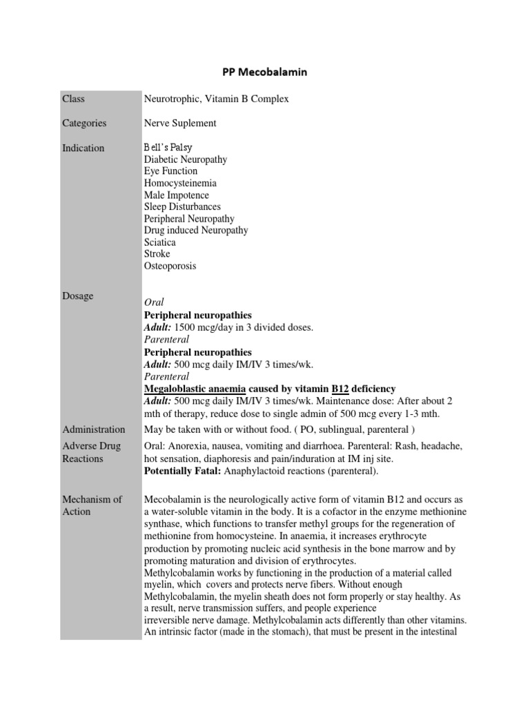 PP Mecobalamin | PDF | Vitamin B12 | Medical Specialties