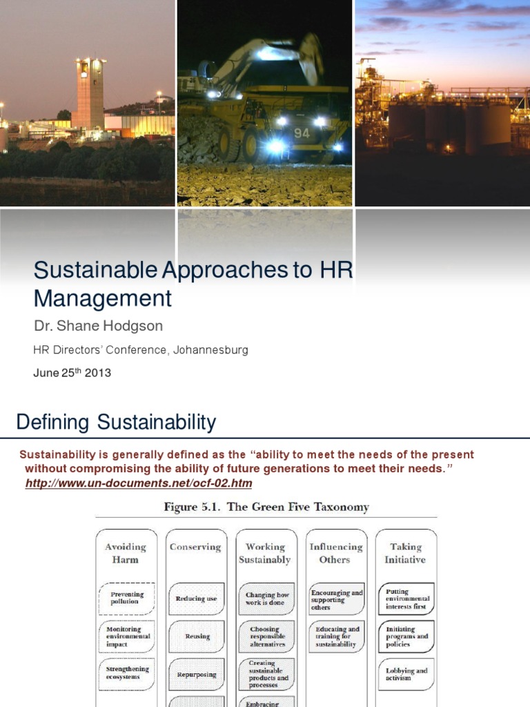 Sustainable Approaches To HR Management: Dr. Shane Hodgson | PDF ...