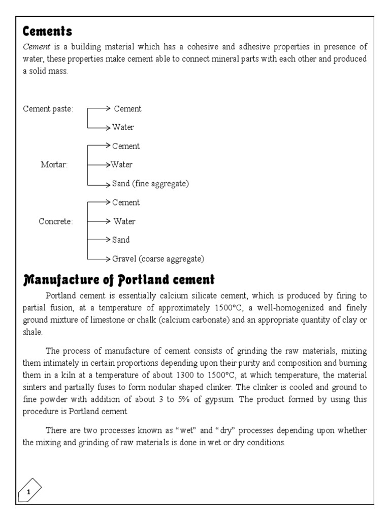 Cements: Cement Is A Building Material Which Has A Cohesive and ...