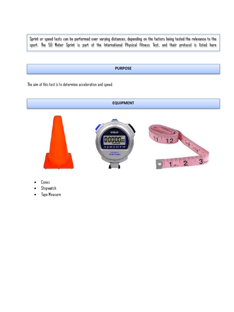 50 Meter Sprint Test Protocol | PDF