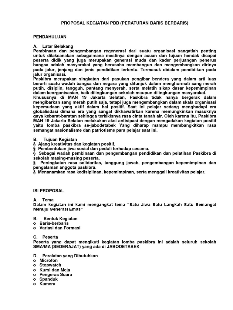 Proposal Kegiatan PBB Sample | PDF