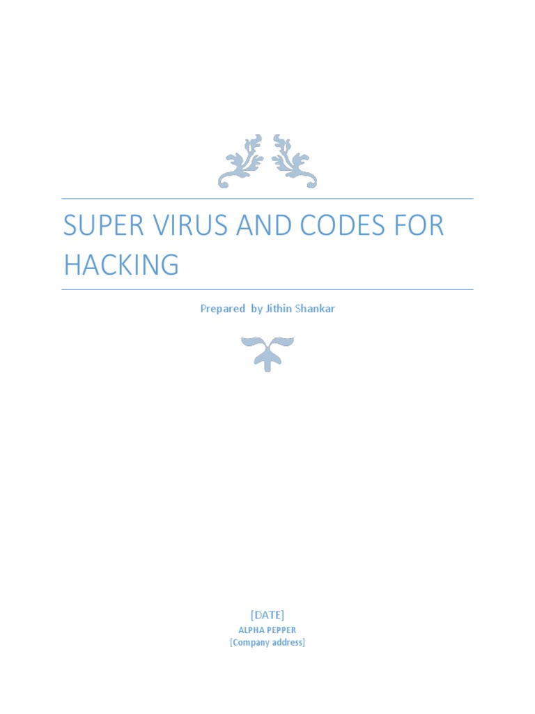 Super Virus and Codes For Hacking: Prepared by Jithin Shankar | PDF ...
