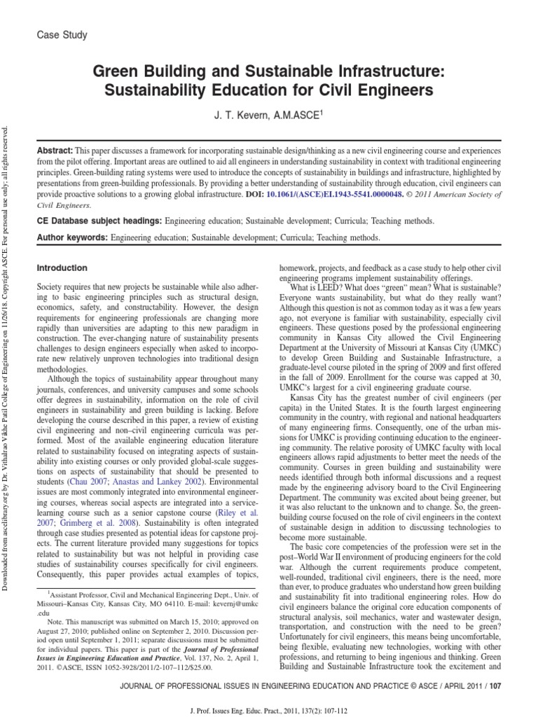 Green Building and Sustainable Infrastructure: Sustainability Education ...