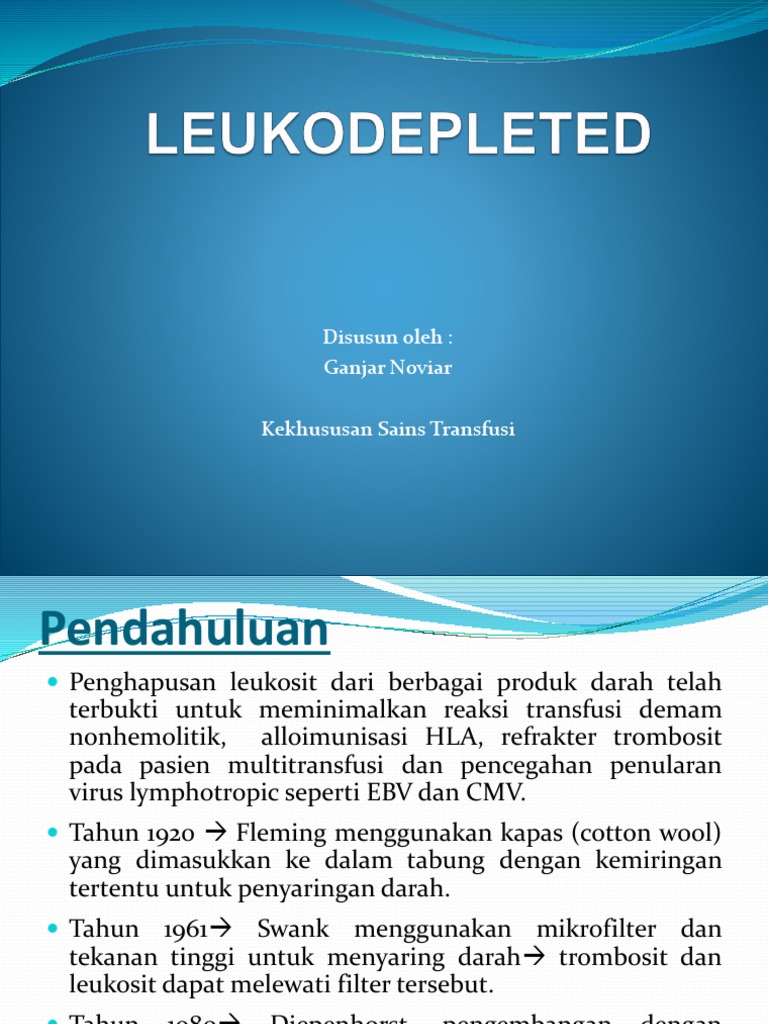 Metode Leukodepleted | PDF