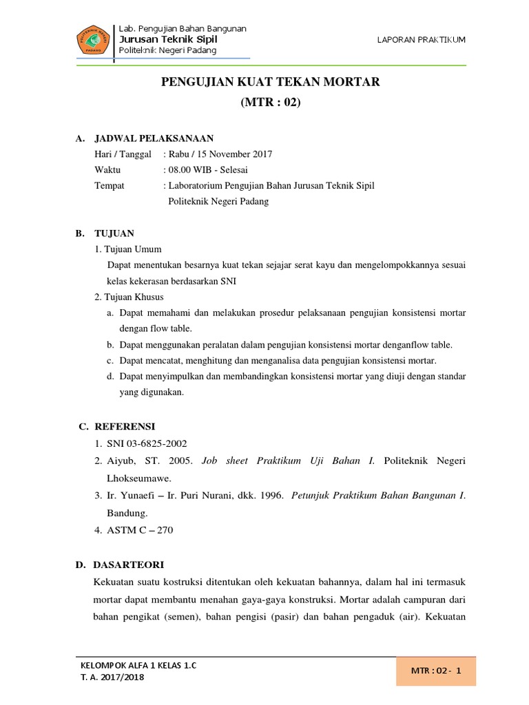Kuat Tekan Mortar | PDF
