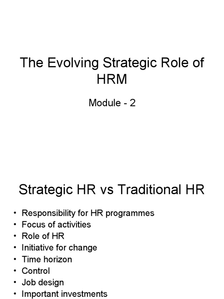 Strategic Role of Human Resource Management: Comparing Traditional and ...