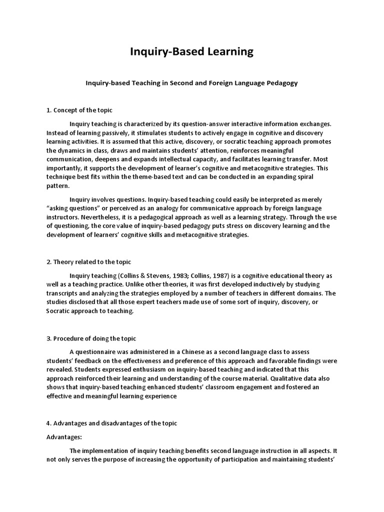 Inquiry Based Learning | PDF | Inquiry Based Learning | Metacognition