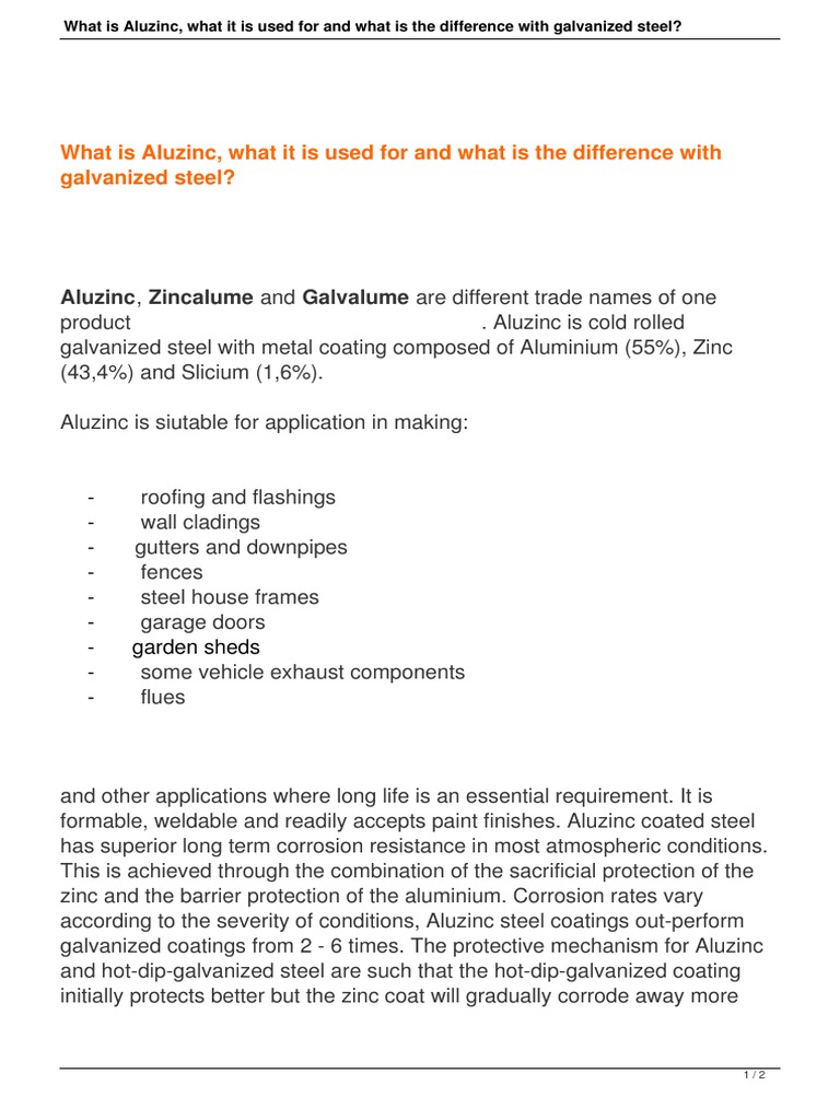 What Is Aluzinc, What It Is Used For and What Is The Difference With ...