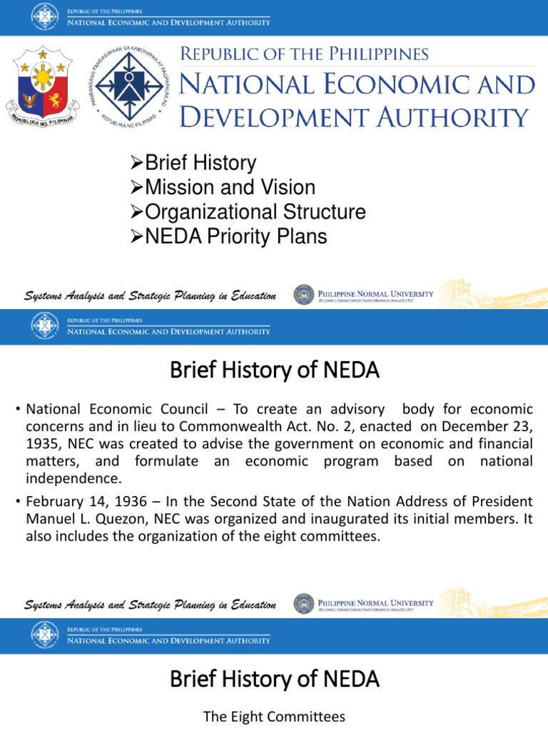 NEDA Vison Mission and Organizational Structure | PDF | Economies ...
