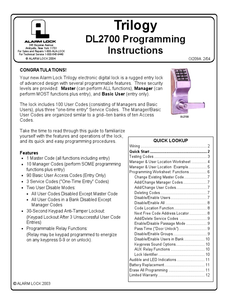 Trilogy: DL2700 Programming Instructions | PDF | Safety | Damages