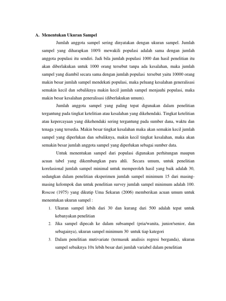 Menentukan Ukuran Sampel | PDF