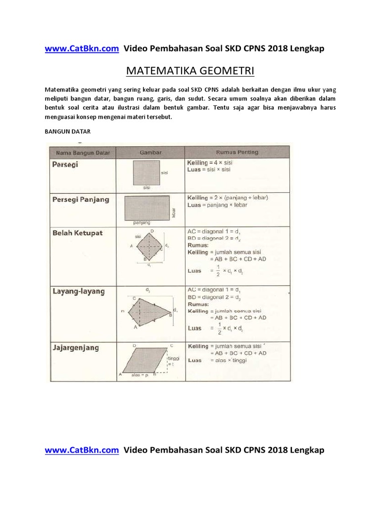 Materi Soal SKD CPNS 2018-TIU-Geometri | PDF