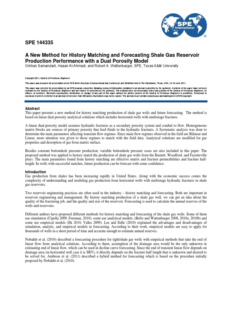 SPE 144335 A New Method For History Matching and Forecasting Shale Gas ...