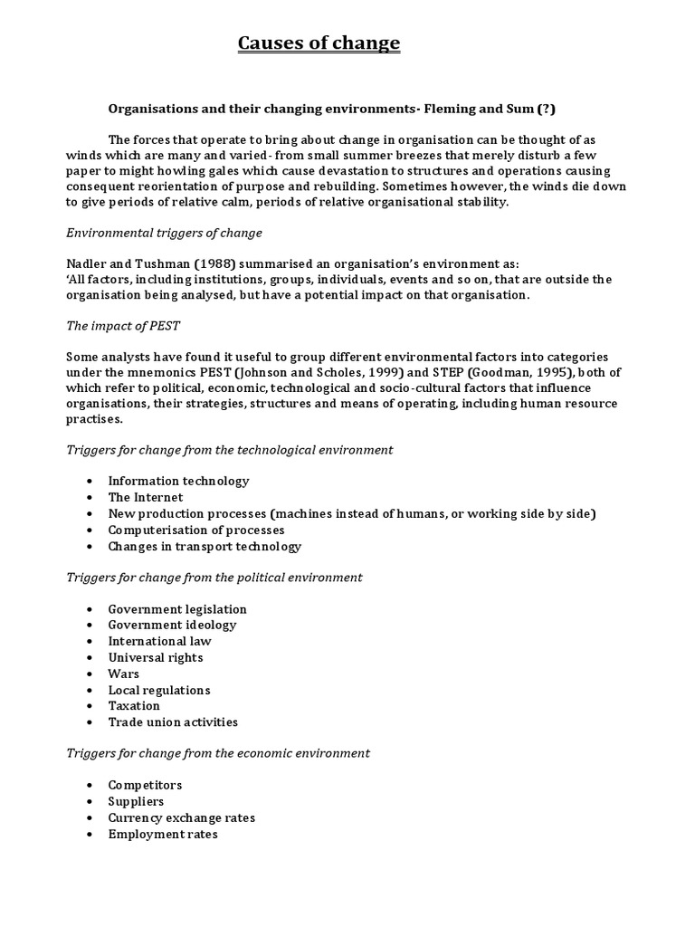 Causes of Change | PDF | Power (Social And Political) | Leadership