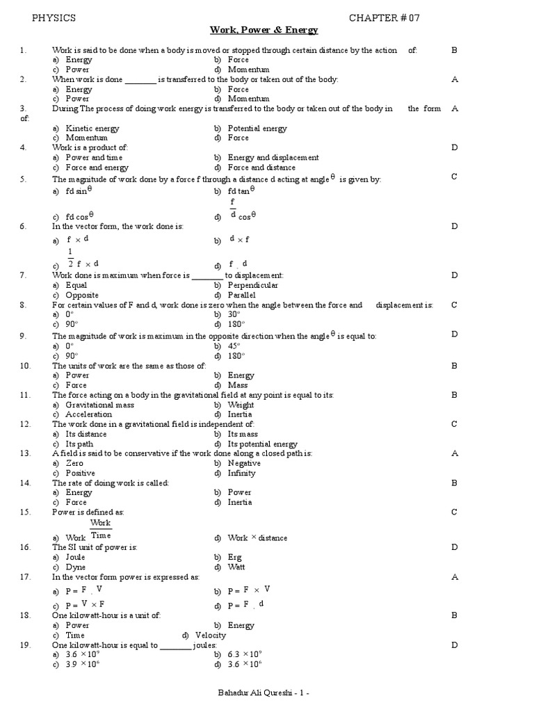 Work Energy and Power1 | PDF | Power (Physics) | Kinetic Energy