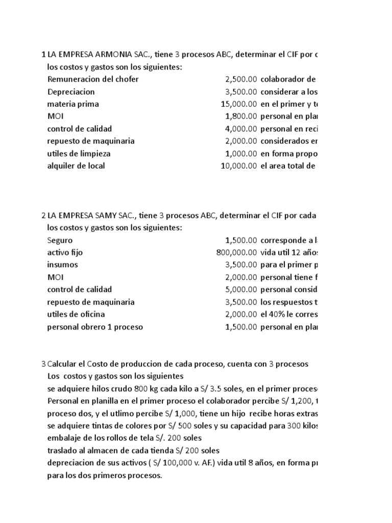 Ejercicios CIF - CP | Descargar gratis PDF | Depreciación | Gastos