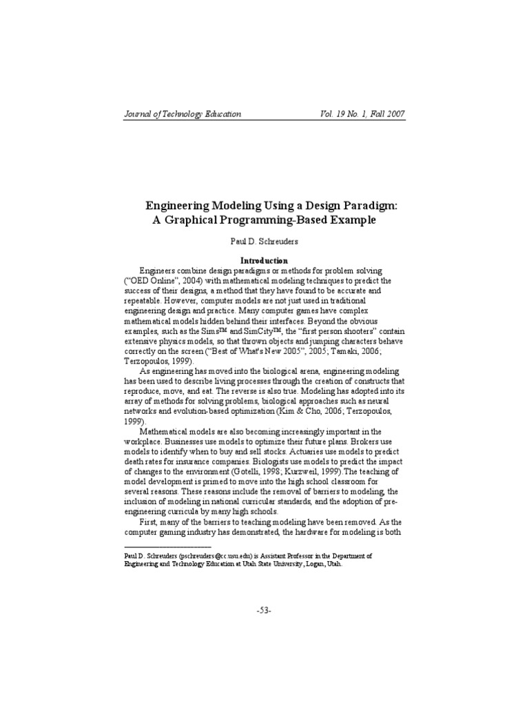 Engineering Modeling Using A Design Paradigm: A Graphical Programming ...