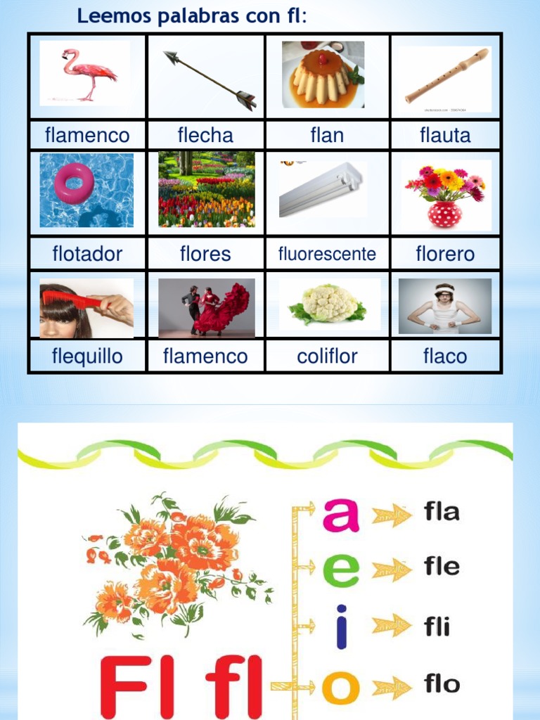 Palabras con "fl" para niños | PDF | Artes del Lenguaje y Comunicación ...