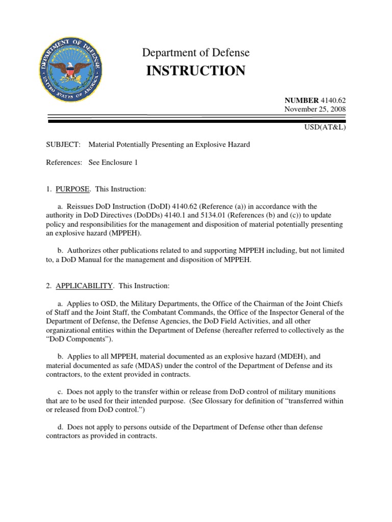 Dodi 4140.62-Mppeh-09 | PDF | United States Department Of Defense ...