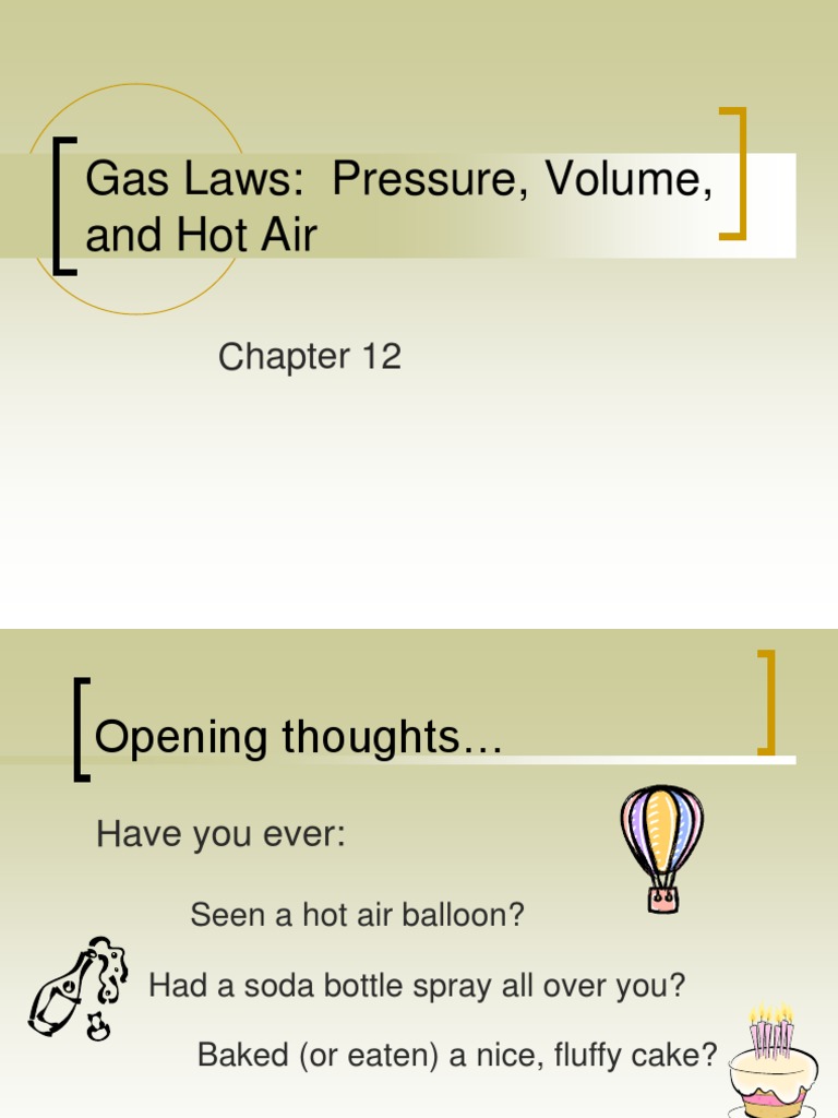 Gas Laws: Pressure, Volume and Temperature Relationships | PDF | Gases ...