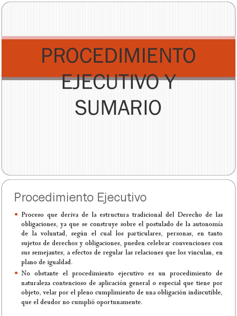 Procedimiento Ejecutivo y Sumario | PDF | Demanda judicial | Sentencia (ley)
