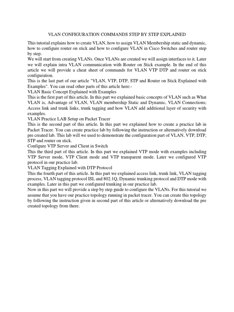 VLAN CONFIGURATION GUIDE | PDF | Network Switch | Digital Technology