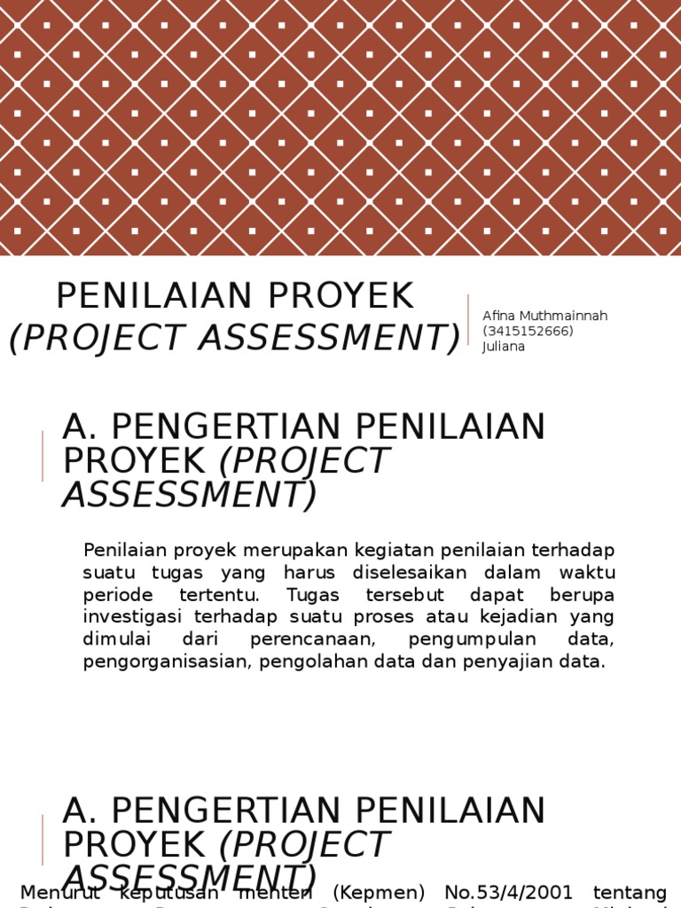 PENILAIAN PROYEK (Project Assessment) | PDF