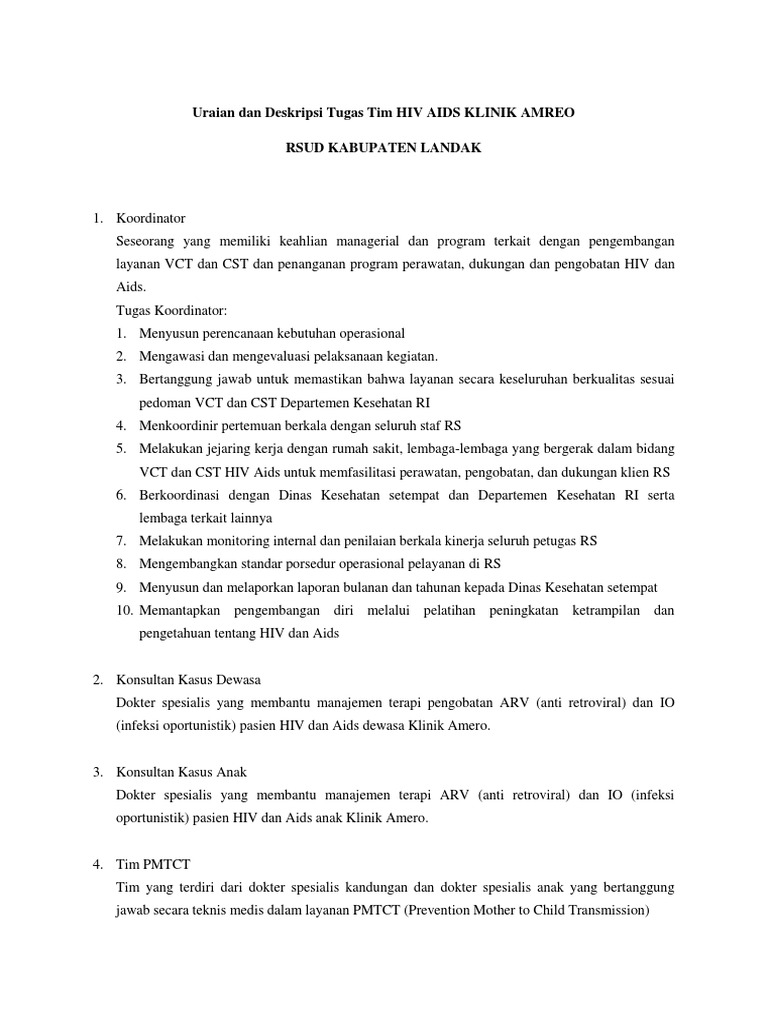 Uraian Tugas Tim Hiv Aids | PDF