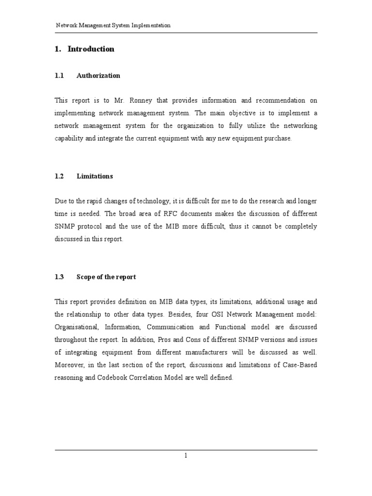 Report Sample (Network Management System Implementation) | PDF ...