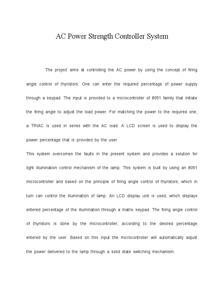 AC Power Control System for Students | PDF