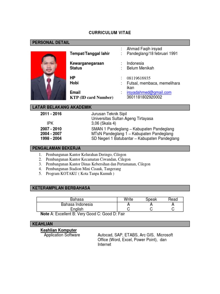 Curriculum Vitae Ahmad Faqih Irsyad | PDF