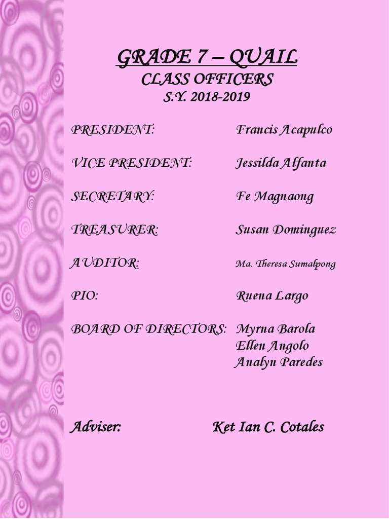 Class Officers - Hpta | PDF