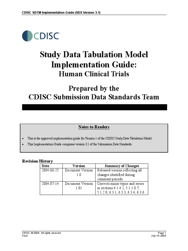 SDTM 3.1 Implementation Guide v1 01 PDF | PDF | Information Science ...