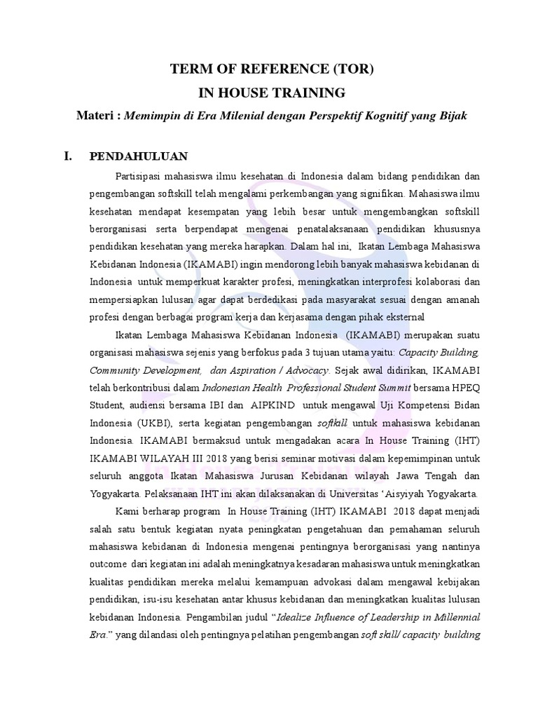 TOR IHT (Pemateri BEM) Revisi1 | PDF