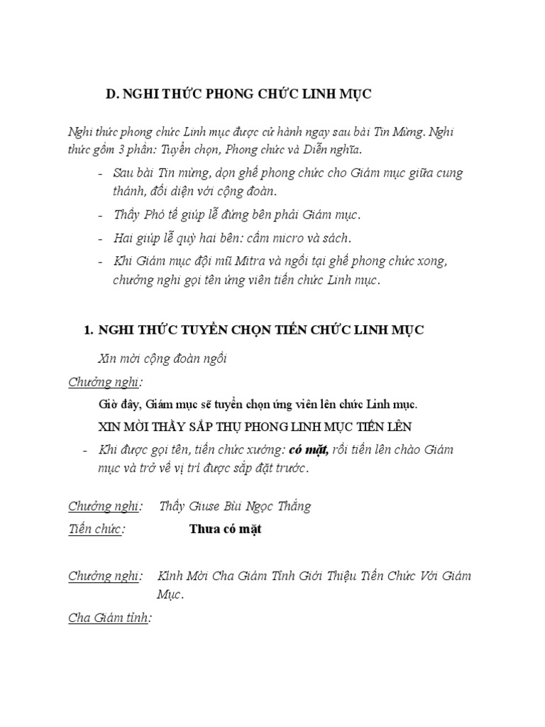 Nghi Thuc Phong Chuc | PDF