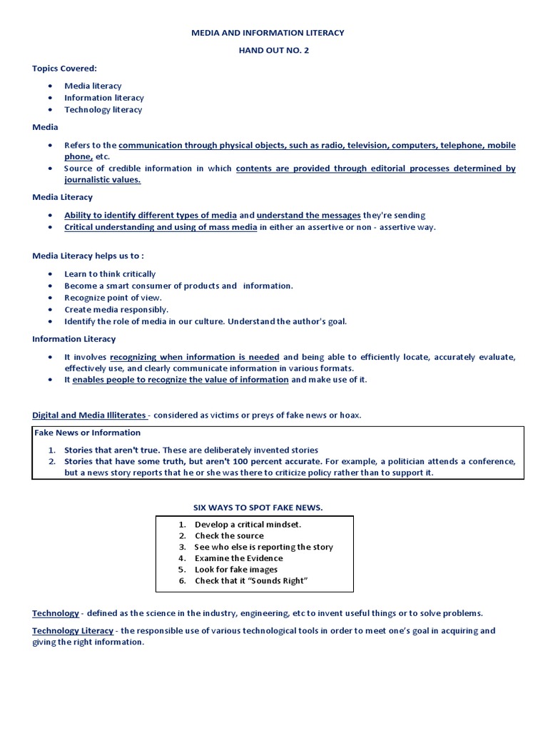 Spotting Fake News: A Literacy Guide | PDF