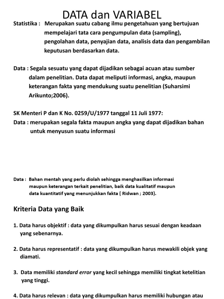 Data dan Variabel dalam Statistika | PDF