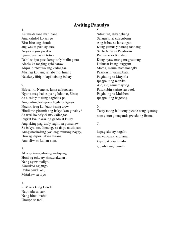 Awiting Panudyo | PDF