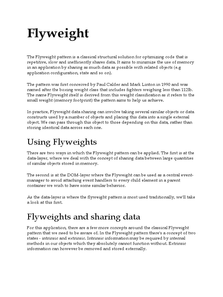 Flyweight Pattern | PDF | Inheritance (Object Oriented Programming) | Object (Computer Science)