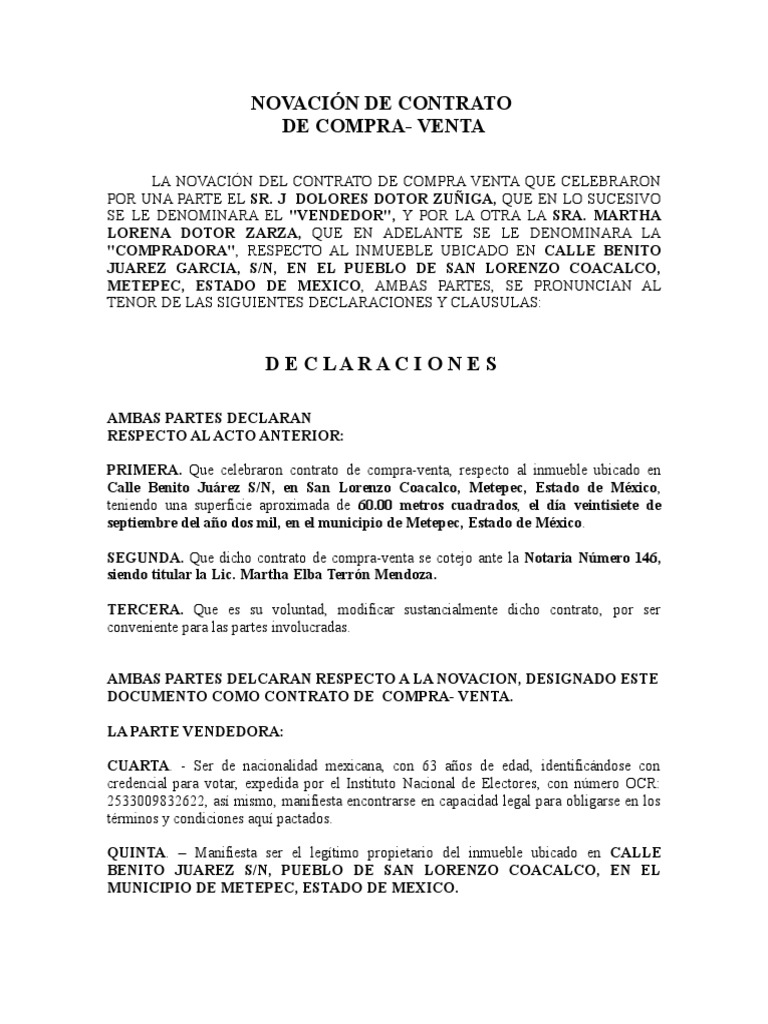 Civil Contrato de Novacion Ok | PDF | Donación | Estado de los Estados ...