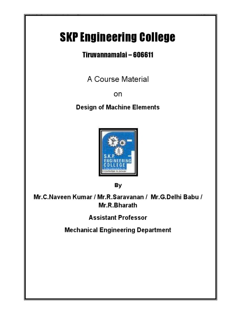 Design of Machine Elements | PDF | Strength Of Materials | Stress ...