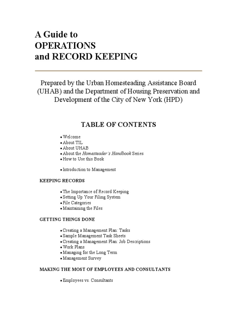 A Guide To Operations and Record Keeping | PDF | Lease | Payroll