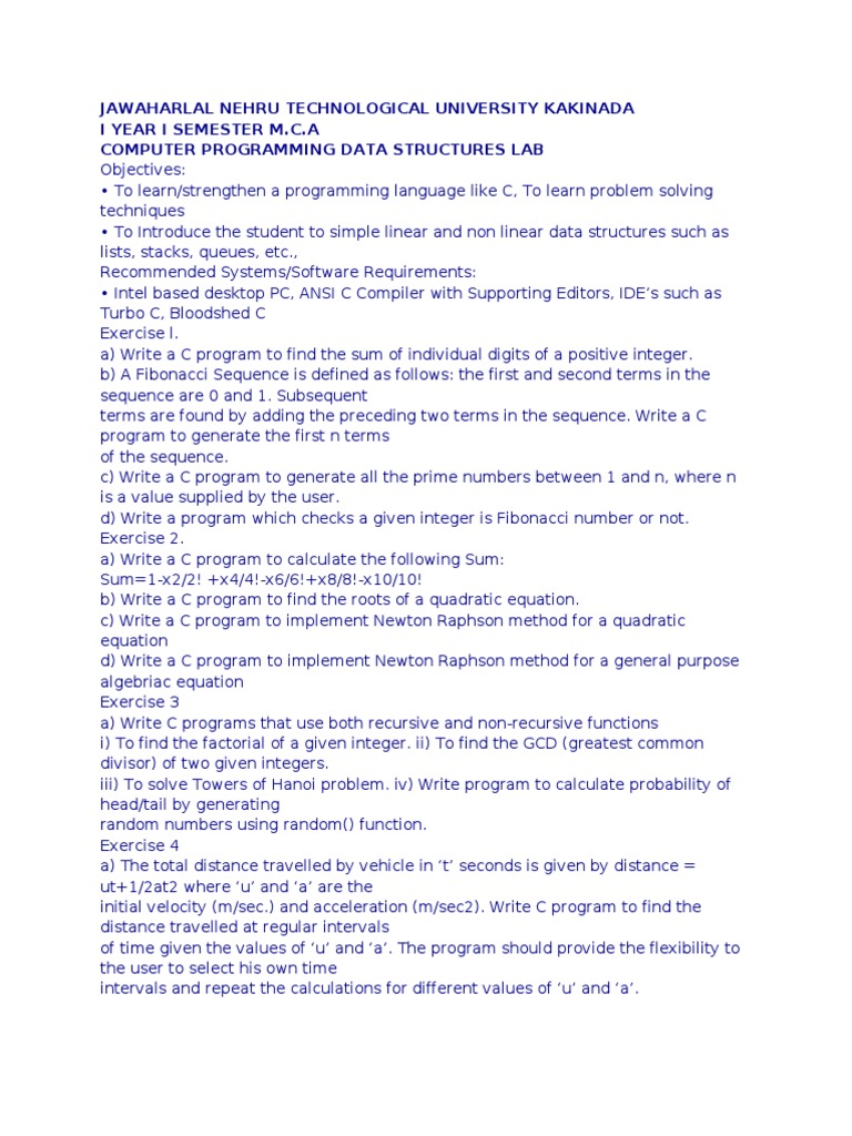 Jawaharlal Nehru Technological University Kakinada | PDF | C ...