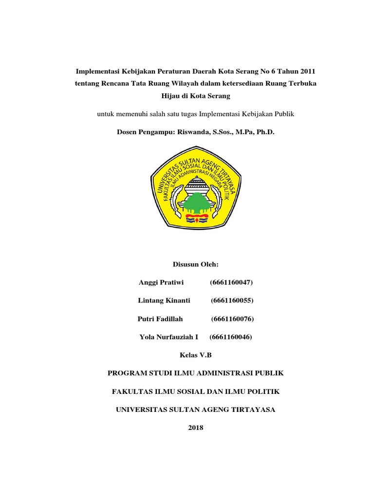 Peta RTH Kota Serang 2011-2030 | PDF